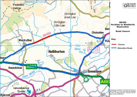 Road closure : B6456 Hurdlaw to Wedderlie (Westruther) | Gavinton, Fogo ...